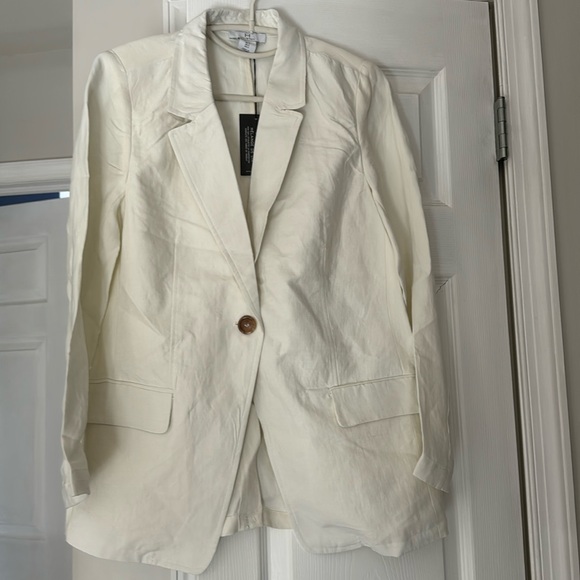 H by Halston | Jackets & Coats | Cream Colored Linen Blend Blazer Dress ...
